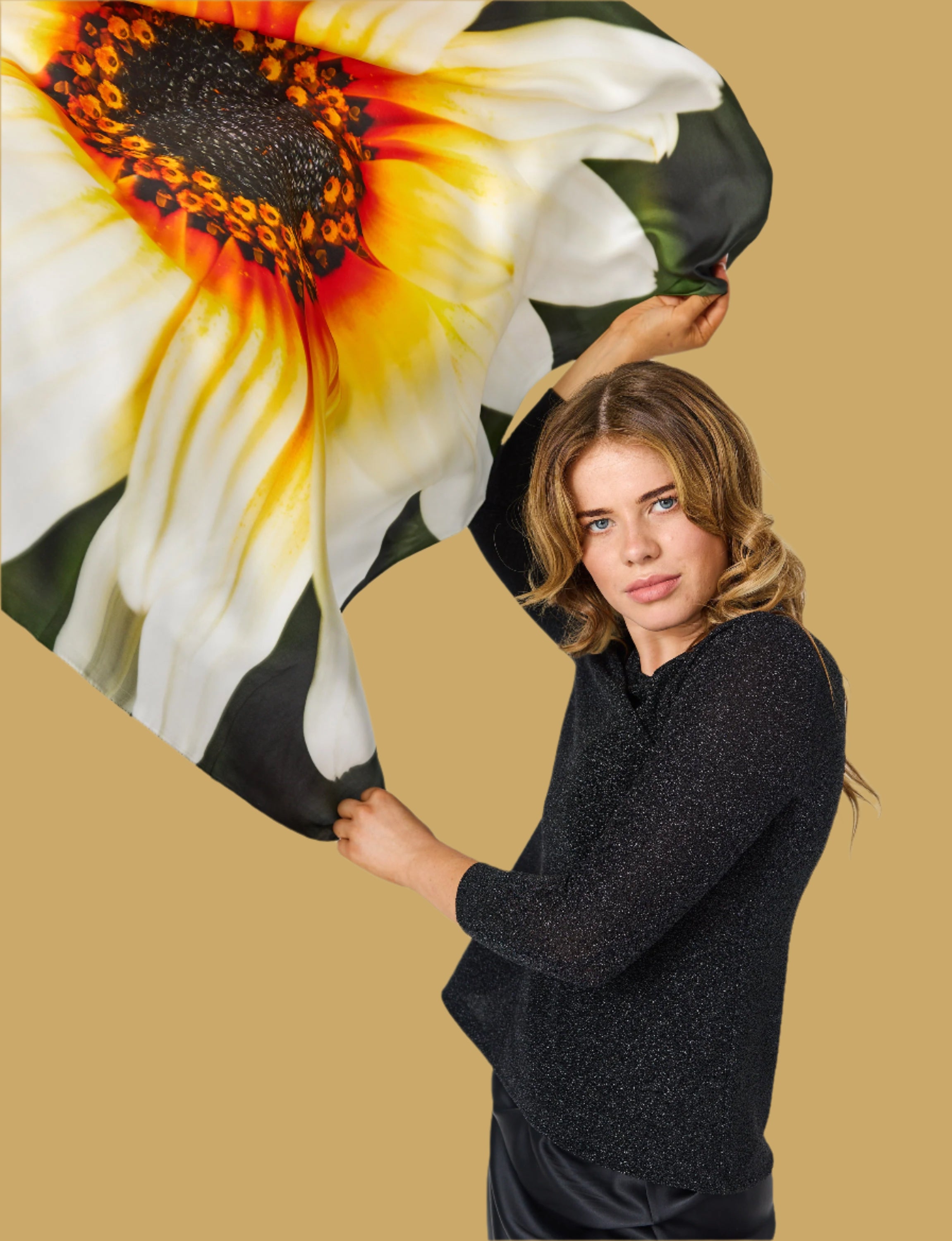 African Daisy Bloom Silk Scarf | Shop Luxury Silk Scarves for Women ...